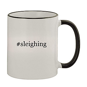 #sleighing - 11oz Colored Handle and Rim Coffee Mug, Black