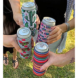Party Girl Kim Slim Can Coolers - Neoprene Insulated Slim Can Cooler for Tall Skinny 12oz Cans like Truly Hard Seltzers and Red Bull - 4 Pack Camper