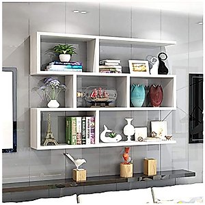 UPBEER Wooden Wall Frame Wall Hanging for Living Room Bedroom As Shelf Storage Shelf Closet Unit Shelf Wall Decoration Design Modern Style, PIBM, White