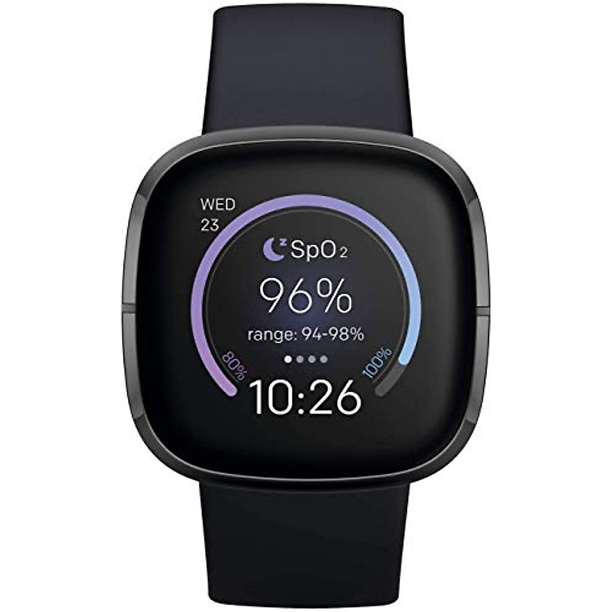Fitbit Sense Health & Fitness Smartwatch W/ GPS, Bluetooth Call/Text, Heart Rate SpO2, ECG, Skin Temperature & Stress Sensing (S & L Bands, 90 Day Premium Included) International Version (Graphite)