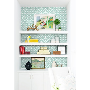 Guvana Green Peel and Stick Wallpaper Geometric Contact Paper Modern DIY Self Adhesive Wallpaper 17.32" X78.7"Removable Contact Paper White Trellis Decorative Paper for Accent Wall Covering Vinyl Roll