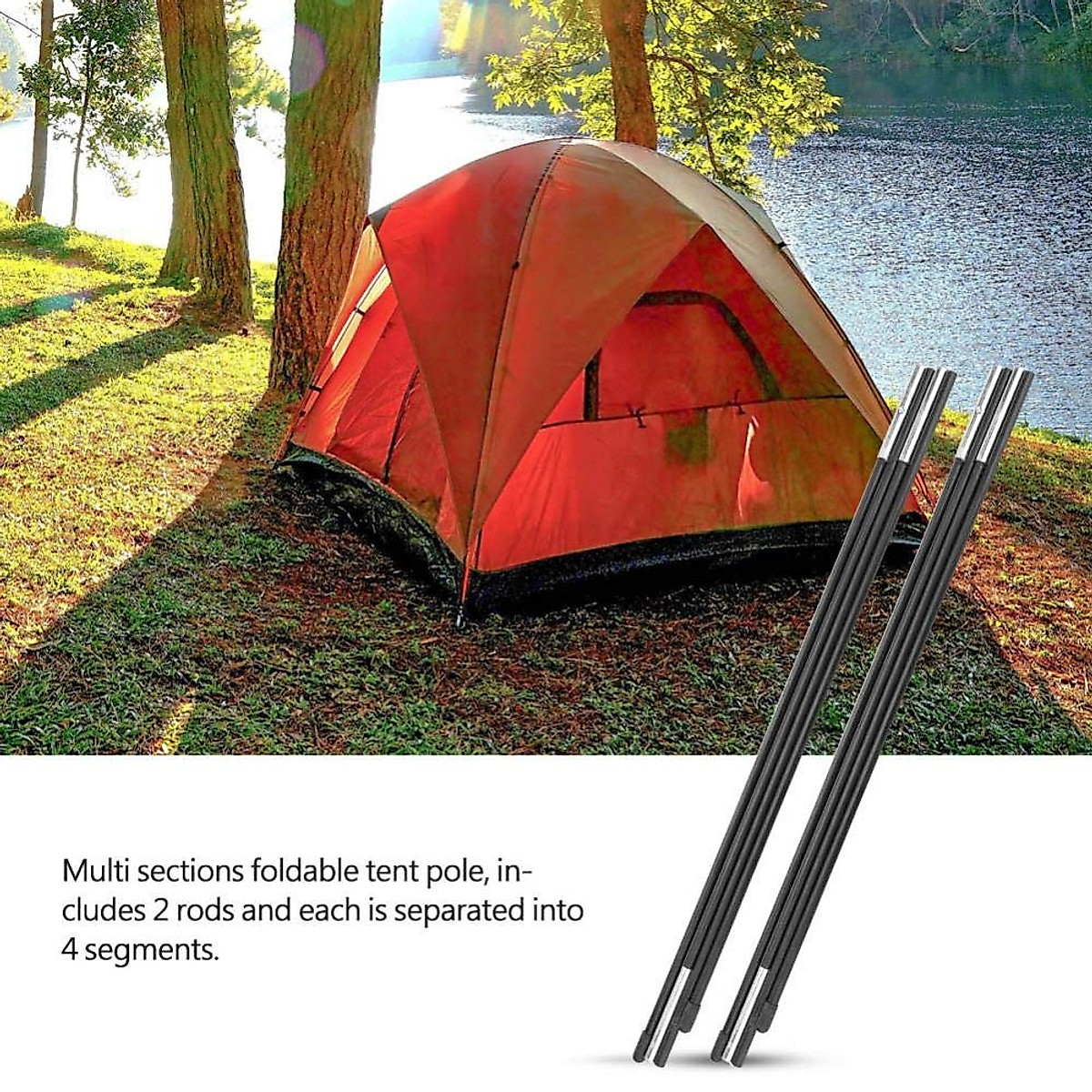Nannday Fiberglass Camping Tent Pole Bars for Double Tents Support Rods Awning Frames Kit Suitable for 2 2m Double Tent