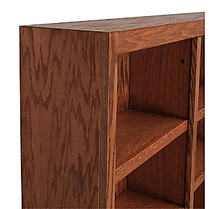 Home Square 84" Tall 18-Shelf Triple Wide Wood Bookcase in Dry Oak - Set of 2