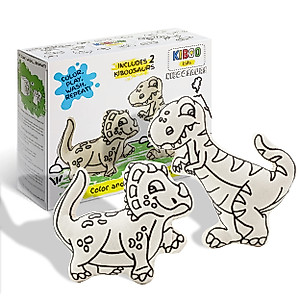 Kiboo Kids Dinosaur Toys for Coloring - T-Rex and Triceratops, Cotton Canvas, Washable Markers Included, Sustainable Toys, Educational Arts & Crafts for Parents, Grandparents, Gifts for Preschoolers
