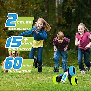 REAPP Remote Control Car for Kids, 2.4 GHz 4WD RC Stunt Car with Headlights