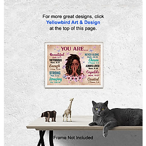 African American Wall Art - Christian Gifts for Women, African Americans, Black women - Inspiration Black Art - spiritual Scripture Christian Wall Decor- Black Girl Magic Poster - Bible Verse Wall Art