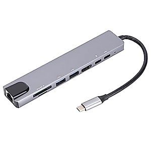 Multiport USB Hub, USB C Adapter Wide Application Aluminium Alloy High Durability for Home for Travel for Office