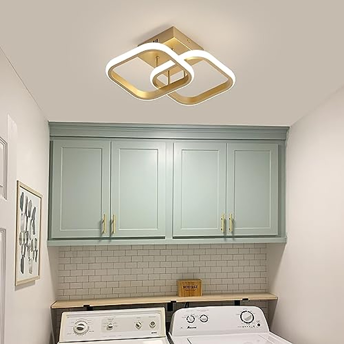 AMZASA Gold Hallway Light Modern LED Ceiling Light Mini Close to Ceiling Lamp for Balcony Corridor Closet Bedroom Bathroom Kitchen 4000K Neutral Light
