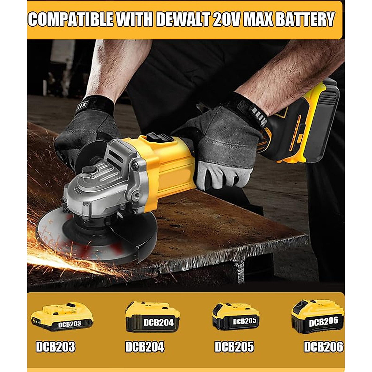 Cordless Angle Grinder for Dewalt 20v Batteries,11000RPM Brushless Electric Grinder,3 Variable Speed Metal Grinder for 4-1/2"Wheels with Adjustable Handle Grinding,Cutting And Polishing (Not Battery)