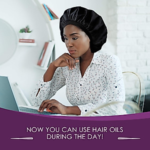 Reusable Oil Proof Nightcap Hair Care Protector Cover Bonnet for Sleeping and Shower Cap, Leakproof, Waterproof Outer Layer, Extra Large to Accomodate for Long Hair with Comfort Elastic Band