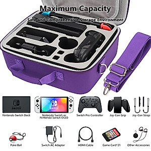 Switch Carrying Case Compatible with Nintendo Switch / Switch OLED, Professional Full Protection Travel Bag with Removable Strap for All Nintendo Switch Console Pro Controller Accessories