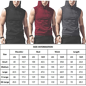 Aixdir Sleeveless Shirts for Men Casual Hoodie Tank Tops Gym Workout with Pocket Royal Blue L