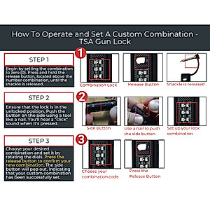 1x Black, 1x Red TSA Approved Tactical Gun Case Locks | Protective Rubber Sleeve & Cut-Resistant MonoShaft | Secure Single Shaft Padlock for Guns Luggage Rifles Pistols & Revolver Cases - Child Safe