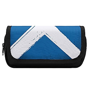 Retro Scottish Flag Pencil Case with Two Large Compartments Pocket Big Capacity Storage Pouch Pencil Bag for School Teen Adult