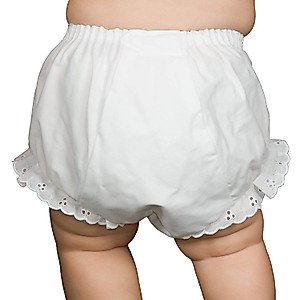 I.C. Collections Baby Girls White Double Seat Diaper Cover Bloomers, Size S