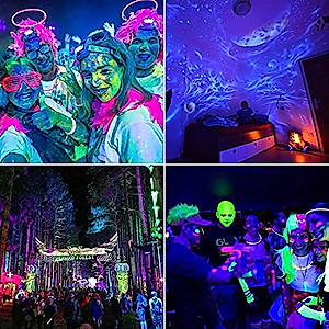 Indmird 2 Pack 50W Black Lights, Blacklight Flood Light with Plug and Switch,for Glow Party, Halloween, Fluorescent Poster, Body Paint