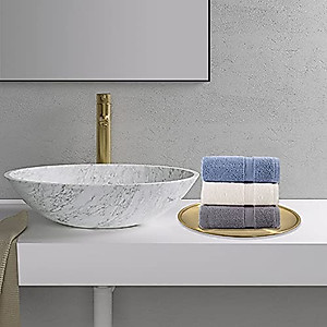 Jiozermi 6.69 Inch Stainless Steel Towel Tray, Serving Tray, Decorative Tray, Storage Tray for Cosmetics Jewelry Fruit Candy, Round, Gold