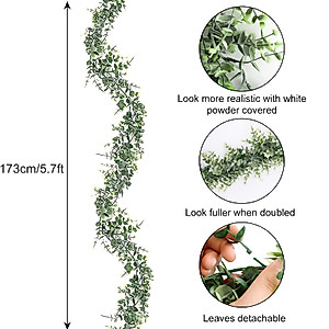 Whonline 3 Packs 17.1ft Artificial Eucalyptus Garlands Greenery Garlands Bulk Fake Vines Faux Hanging Plants for Wedding Table Backdrop Arch Wall Party Home Decor