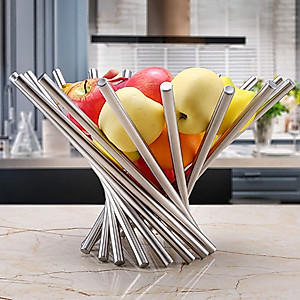 Stainless Steel Fruit Basket,Creative Fruit Bowl For Kitchen Worktop Dining Table Chrome Plated Fruit Holder With Large Capacity