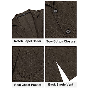 COOFANDY Men's Casual Blazers Slim Fit Sport Coats Lightweight Two Button Suit Jackets Brown