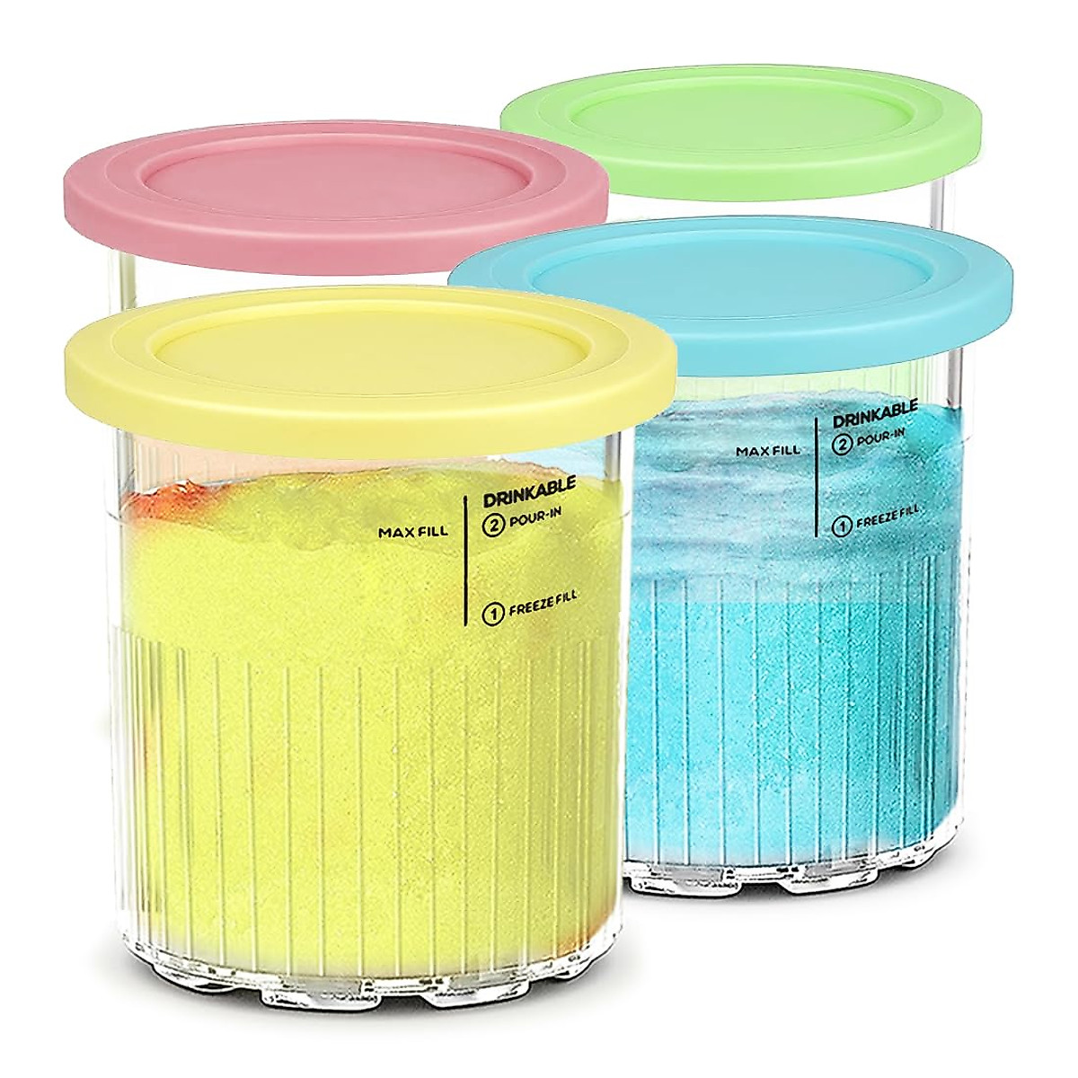 Dxiocli Containers Replacement for Ninja Creami Deluxe 11-in-1 XL Family Size NC500/NC501 Pints - 4 Pack, 24 oz - Dishwasher Safe, BPA-Free, Leak Proof