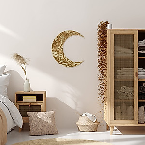 Moon Decor Rustic Moon Phase Bohemian Wall Art Nordic Wood Aesthetic Bedroom Wall Art Natural Design Wall Hanging Beautiful Moon Sign with Flowers for Home Apartment Living Room Wall Gallery Decor