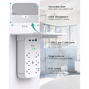 Wall Outlet Extender, Surge Protector with USB Smart Charging