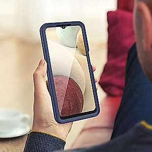 for Samsung Galaxy A12 Case with Built-in Screen Protector, Full Body Protection Shockproof Cover Case, [Rugged PC Front Bumper + Soft TPU Back Cover] Armor Protective Phone (Navy Blue), GTPY-SA12-B
