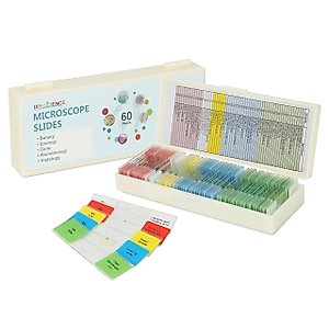 Microscope Slides for Kids Ages 8+, 60 Prepared Microscope Slides with Specimens of Animals Plants Microbe Cells and Histology Anatomy, Customized Prepared Slides for 3rd-8th Grade Kids Students