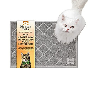 Neater Pets Neater Mat Litter Trapping Mat, Thick & Durable Material Catches Mess from Kitty Litter Box to Protect Floors, Soft on Cats Paws, Anti-Skid Backing, Easy to Clean, Grey, 20" x 30"