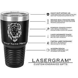 LaserGram 30oz Vacuum Insulated Tumbler Mug, Rugby Player, Personalized Engraving Included (Black)