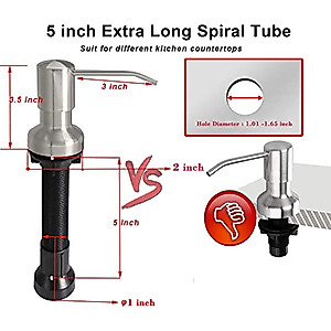 Kitchen Sink Soap Dispenser Brushed Nickel Countertop Soap Dispenser Pump with 47" Extension Tube Kit and 17 Oz Bottle Built in Bathroom Sink Soap Dispenser Dish Soap Pump