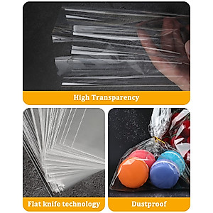 Labeol Cellophane Bags 200Pcs 6X9 Treat Bags with Ties Goodie Bags Clear Plastic Bags for Packaging Favor Gift Cookie Candy Bakery Valentines Day Easter