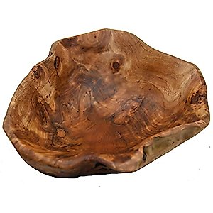 Creative Wood Bowl Root Carved Bowl Handmade Natural Real Wood Candy Serving Bowl (12"-14")