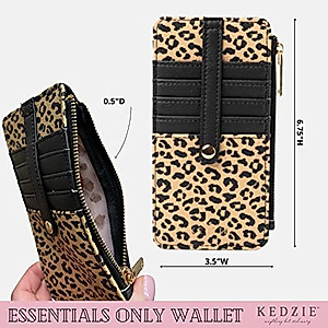KEDZIE Essentials Only Women's Zippered Wallet in Vegan Leather Small Card Holder Wallet Exterior ID Window - Teal