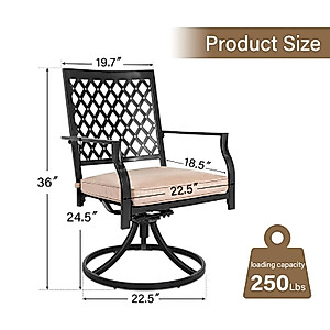 bigget 5 Pieces Patio Dining Furniture Set for 4 People Swivel Rocker Chairs and Square Table for Yard Porch Deck Lawn Outdoor Dining Table & Chair w/Cushion Set