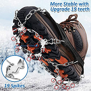 WIN.MAX Crampons for Shoes, Traction Cleats Ice Snow Grips with 19 Stainless Steel Spikes, Shoe Talons Anti - Slip Boots Spikes for Walking, Jogging, Climbing and Hiking (Black, L)