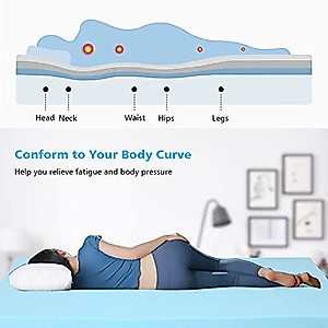Giantex 3 Inch Memory Foam Mattress Topper, Gel-Infused Cooling Bed Topper with Ventilated Design for Pressure Relieving, Bed Pad for All-Night Comfy, Dorm Foam Topper (Queen)