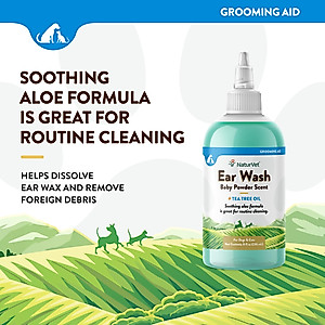 NaturVet Ear Wash w/Tea Tree Oil (Aloe & Baby Powder Scent) 8 oz