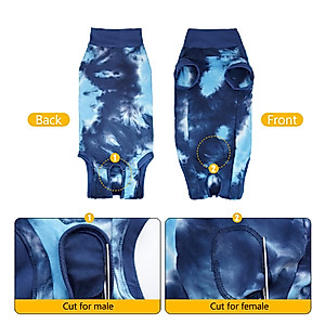 JOHNBOLIN Dog Recovery Suit, Spay Surgical Onesie for Female Dog, Body Suits After Surgery Anti-Licking, Tie-Dye Neuter Pet Recovery Shirt for Male Dog Alternative E-Collar&Cone (Blue, Small)