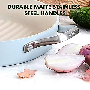 GreenPan Padova Hard Anodized Healthy Ceramic Nonstick, 11" Grill Pan, PFAS-Free, Dishwasher Safe, Light Blue
