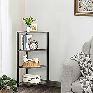 Corner Shelf,4 Tier Corner Bookshelf Bookcase,Freestanding Corner Shelf Stand,Wood Storage Stand with Metal Frame for Small Space,Entryway,Home Office,Grey(15.87x12x34.5 inch)