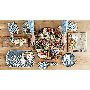 Mud Pie Blue Painted Leaf Platter, 10.5" x 17.5"