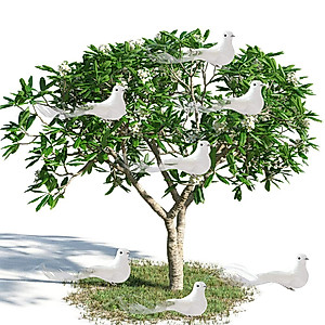TRRAPLE Artificial Feather Birds, Foam Doves with Clips Simulation Feather White Birds Craft Piegons for DIY Craft Home Ornaments Garden Wedding Christmas Tree Decor 12 Pcs