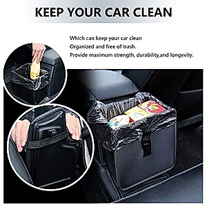 QODOLSI 1 Pack Hanging Car Trash Bag Can, Folding Waterproof Garbage Bag, Black Multipurpose Organizer, Car Portable Trash Bin, Universal for Cars, SUVs (10.8In x 10.8In x 5.7In)