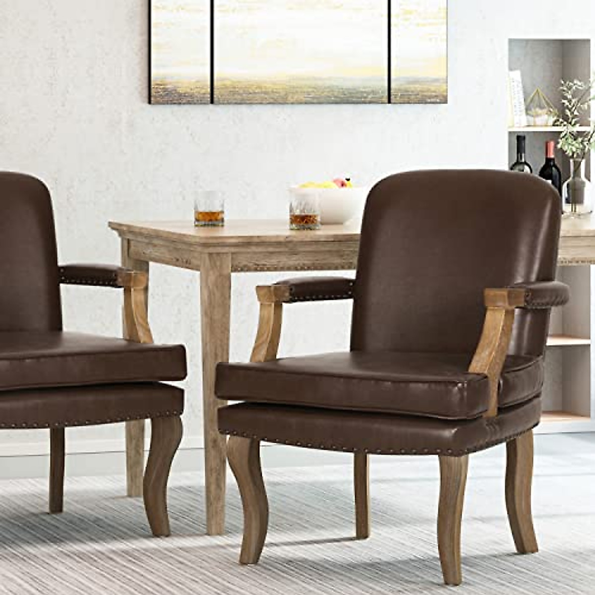 Christopher Knight Home Drouin Armchair, Dark Brown + Natural Brown