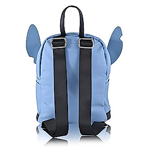 Disney Lilo and Stitch Mini Backpack for Adults and Teens Womens Double Strap Shoulder Bag (Blue Pizza)