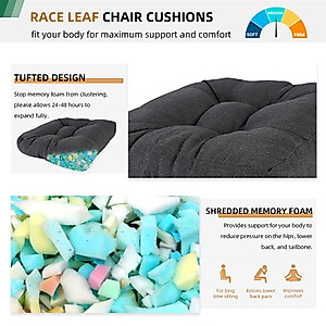 RACE LEAF 17" x 17" Patio Chair Cushions Gray - Outdoor/Indoor Tufted Memory Foam Chair Pads Set of 2, Water-Resistant Olefin Chair Seat Cushion Non-Slip Backing