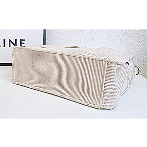 Corduroy Tote Bag for Women Casual Shoulder Handbags Large Hobo Crossbody Bag Large Travel Tote Handbag Purse Satchel Bag