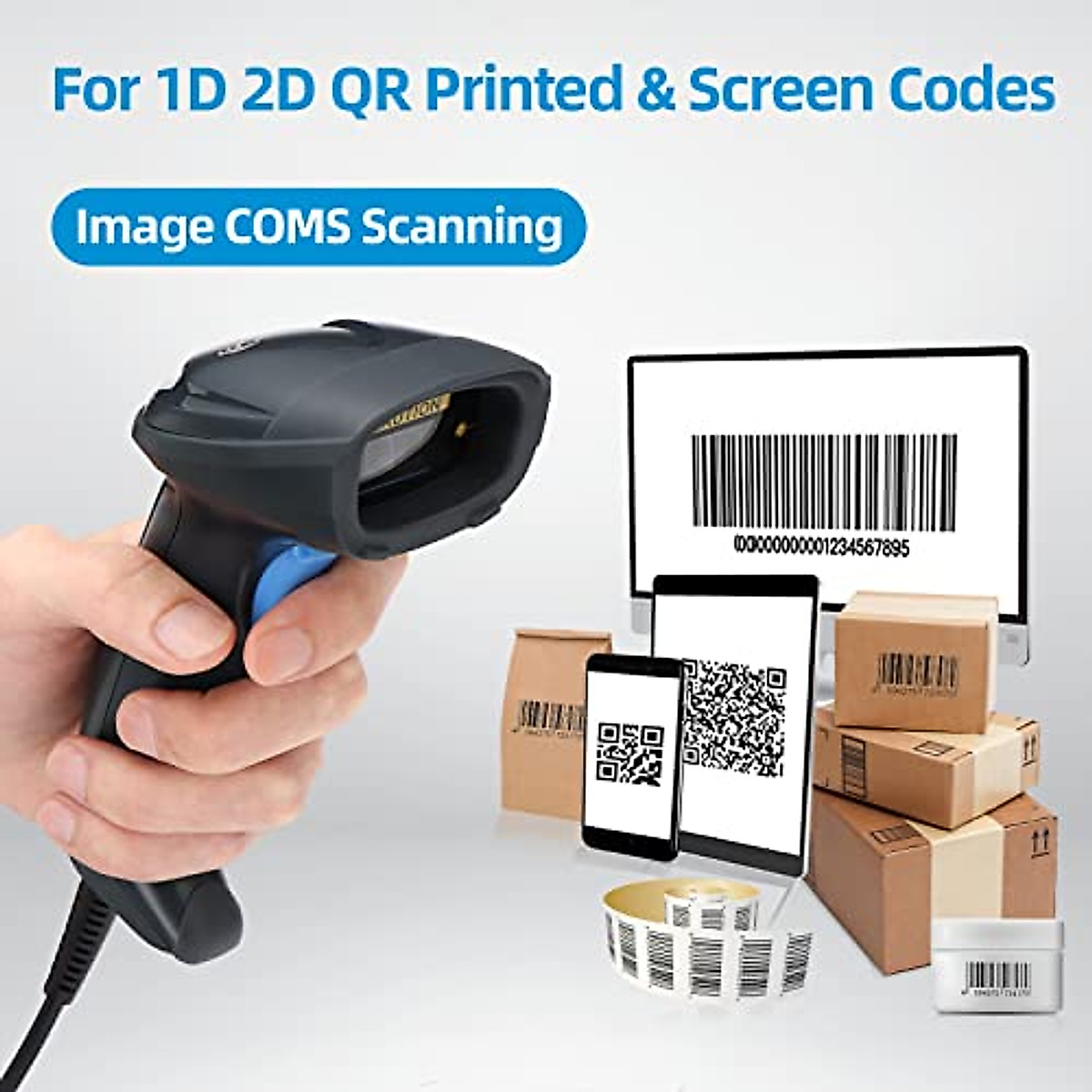 OBZ 2D Barcode Scanner | USB Wired, Plug & Play for PC POS